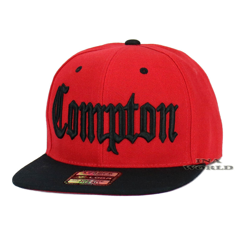 COMPTON Hat Cap 3D Embroidered Snapback Size Adjustable Flat Bill ...
