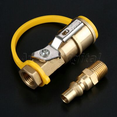 1/4" Propane Quick-Connect Kit w/ Shutoff Valve For Propane/Natural Gas ...