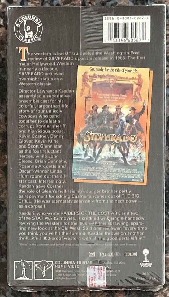 Silverado VHS Kevin Costner Danny Glover New Western Classics ...