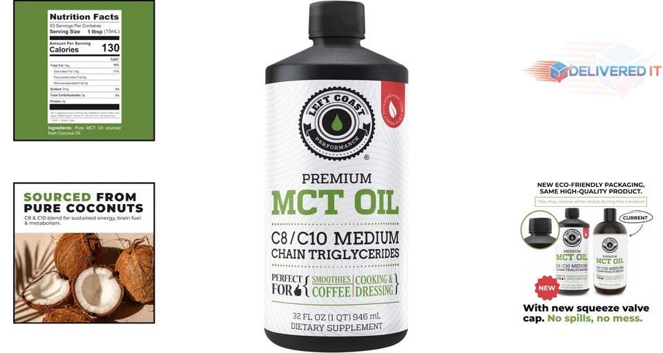 Coconut MCT Oil Liquid 32 Fl Oz with C8 C10 for Energy Focus Keto | eBay