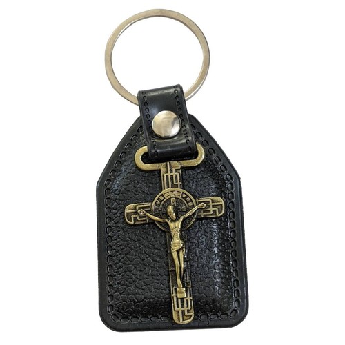 New Cross Jesus Christ faux leather keychain keyring key chain ring ...