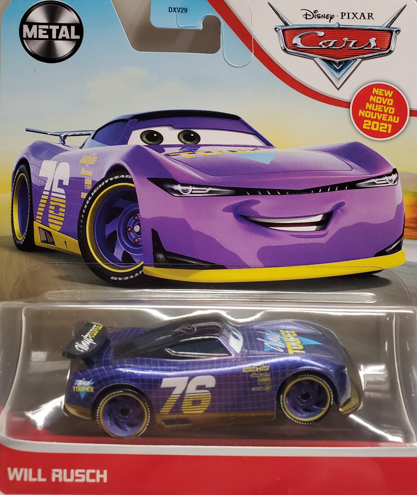 Disney Pixar Cars Metal Card Will Rusch Vinyl Toupee Die Cast