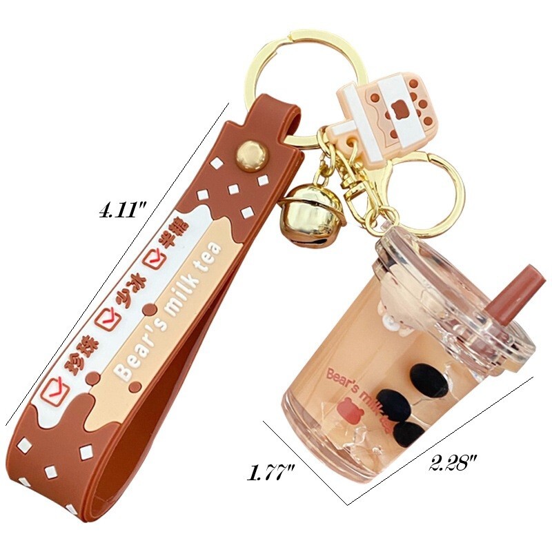 2pcs Bear's Milk Tea Liquid Shaker Boba Tea Keychain Bubble Milk Tea ...