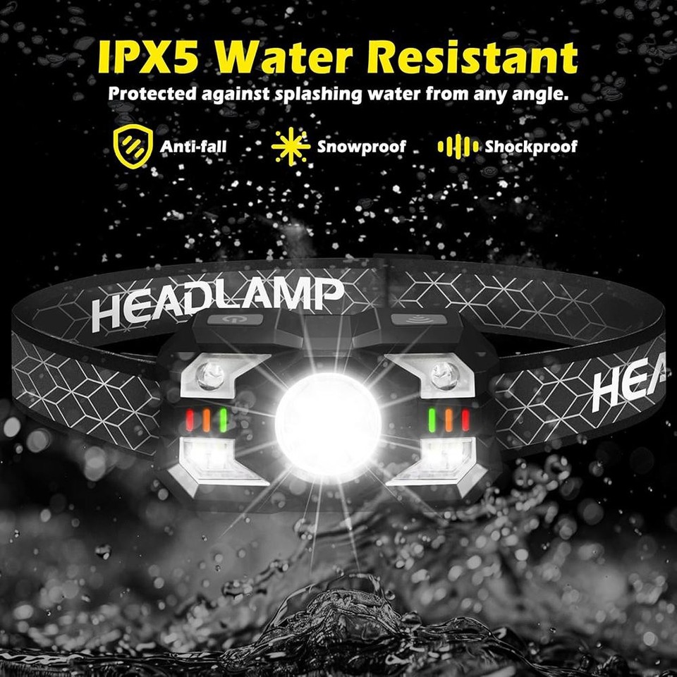1~4x Rechargeable Headlamp Super Bright LED Light Forehead Flashlight ...