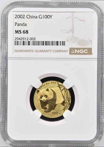 2002 CHINA GOLD PANDA ~ 100 YUAN ~ NGC MS68 ~ 1/4oz ~ KEY DATE ~ SCARCE ...