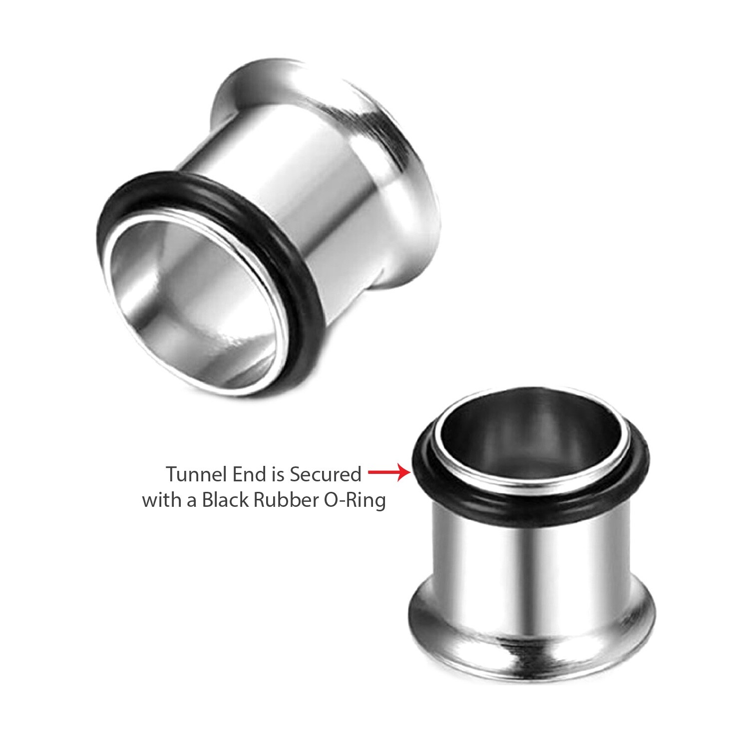 PAIR 12G to 1" Surgical Steel Single Flared Tunnel Ear Plug Big Gauges ...