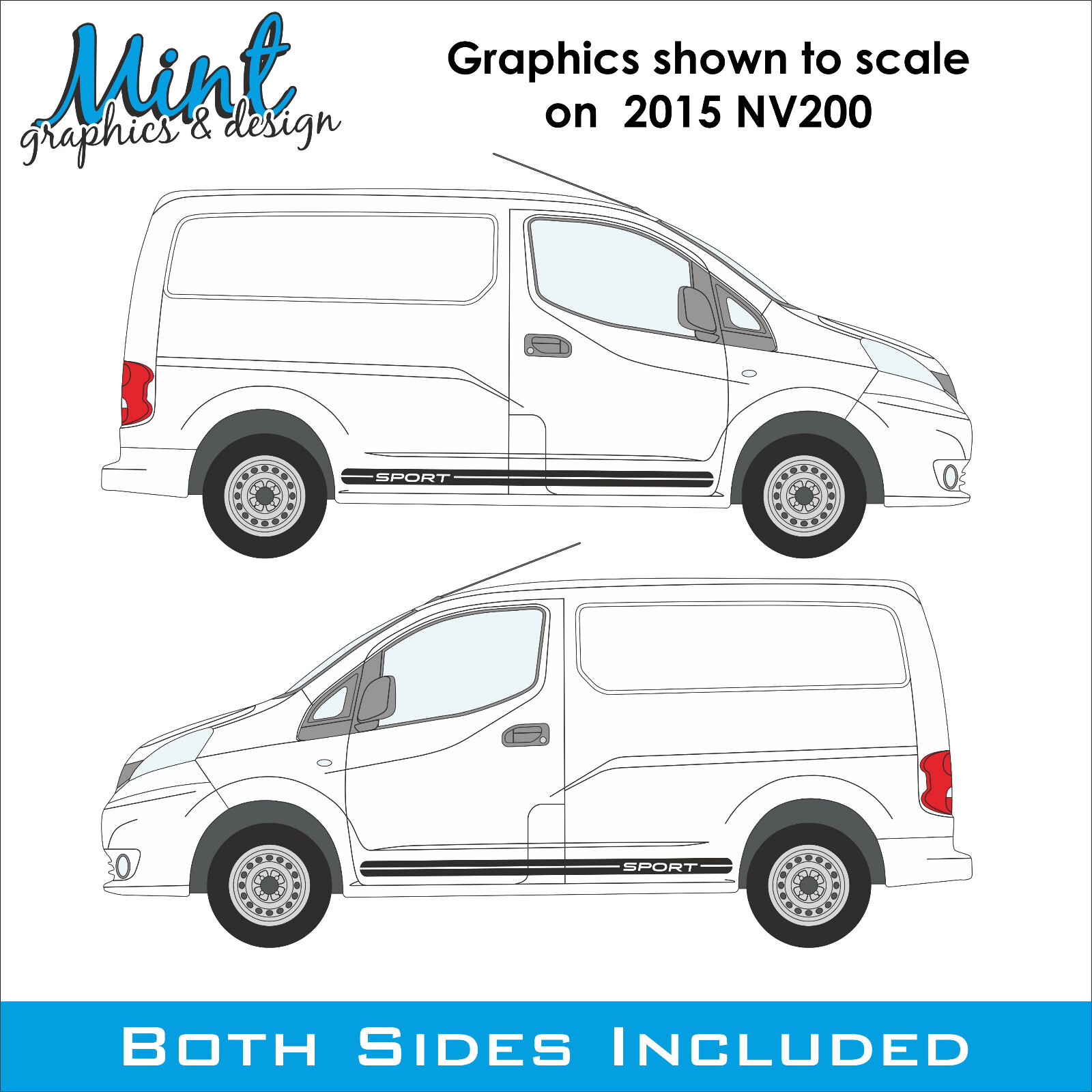 Nissan NV200 E Electric Camper Side Stripes Decals Stickers Van ...