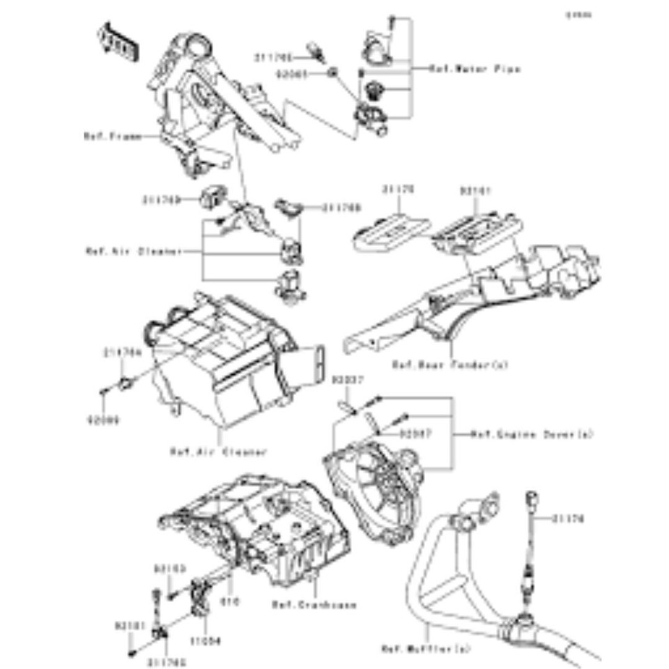 Kawasaki OEM 21176-0066 KFX450R BRUTE FORCE 750 4X4i Vehicle Down ...