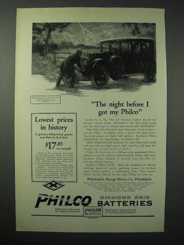 1923 Philco Diamond Grid Batteries Advertisement - Night Before | eBay