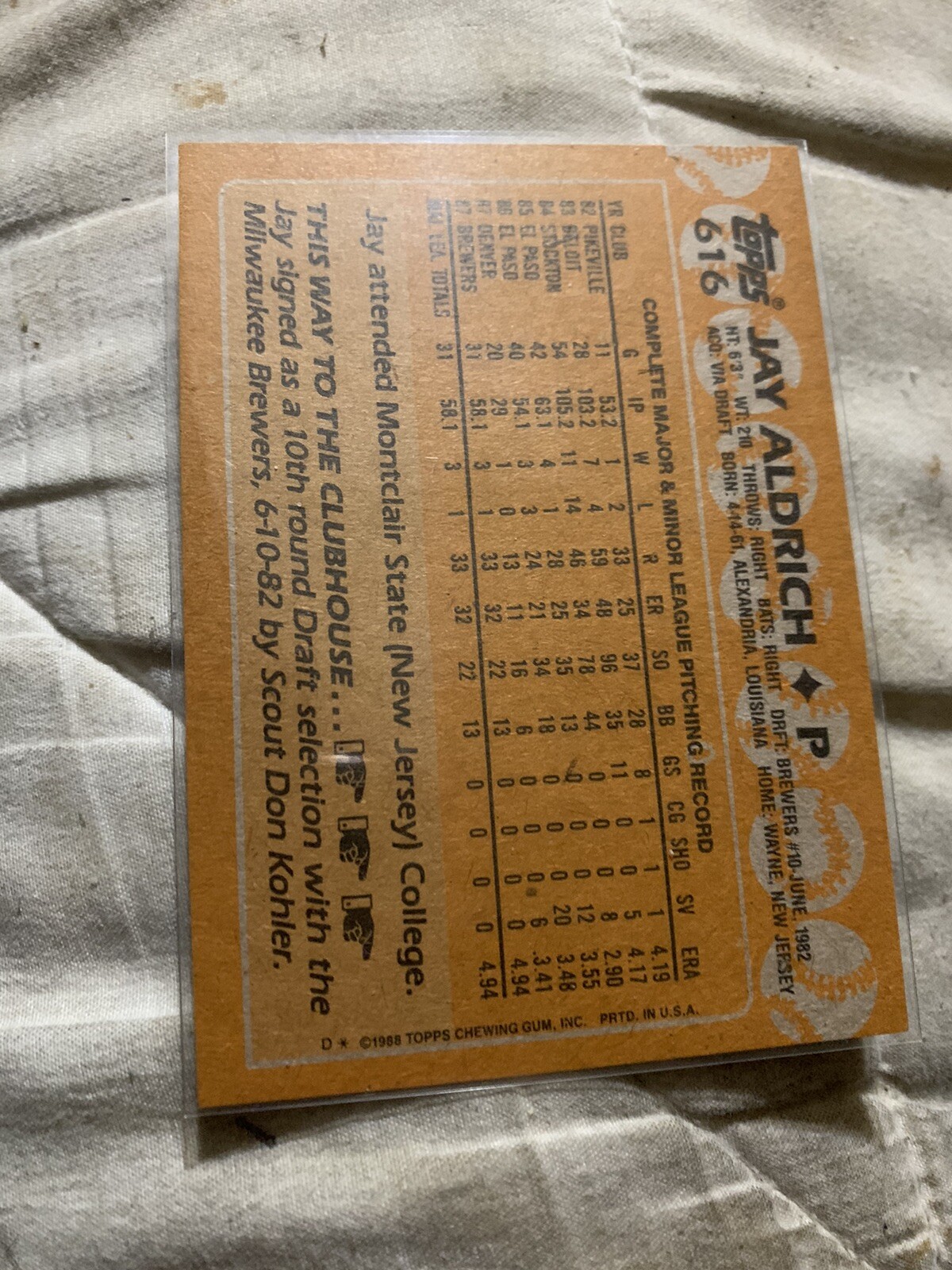 1988 Topps - #616 Jay Aldrich (RC) for sale online | eBay