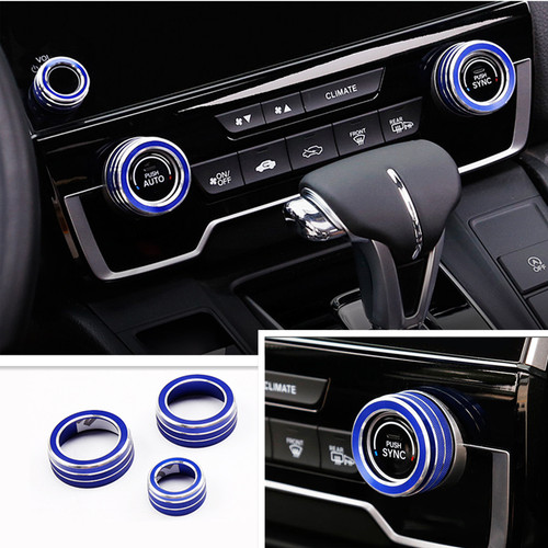 3PCS Car Dashboard Console Knob Blue Trim Cover for Honda CRV CR-V 2017 ...