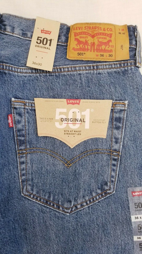 Levis 501 Original Fit Mens Jeans 36X30 Medium Stonewash W36L30 ...