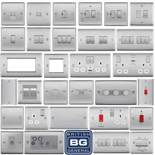 BG NEXUS BRUSHED STEEL DECORATIVE SWITCHES & SOCKETS FULL RANGE SATIN ...