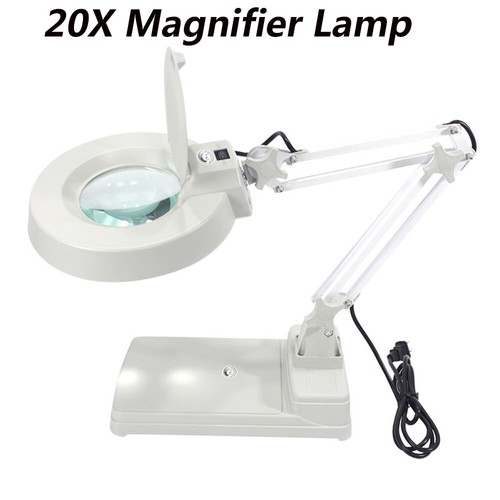 New 20X Magnifier Large Lens LED Lamp Desk Magnifying Glass LED Light ...