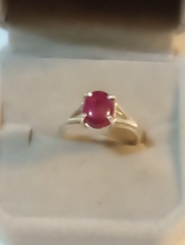 NATURAL EARTH MINED GEM TESTED STAR RUBY 4.40 CT 925 SILVER RING SIZE 7 ...