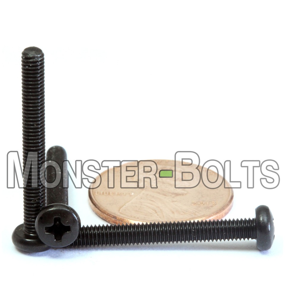 M3 / 3mm Phillips Pan Head Machine Screws, Steel, Black Oxide, DIN ...