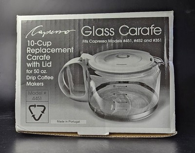 Capresso 10-Cup Replacement Glass Carafe White Lid-Fits Models 451~452 ...