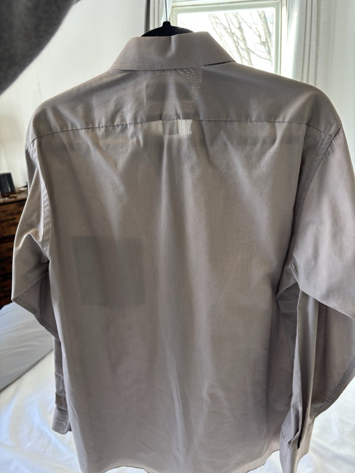 Arrow Kent Classic Taupe Men's Dress Shirt 15.5 32/33 Solid Long Sleeve ...