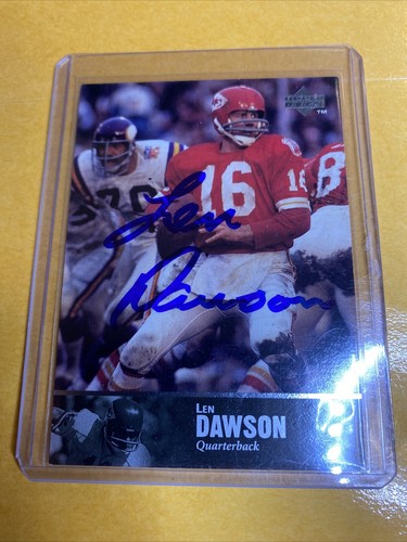 LEN DAWSON - 1997 Upper Deck - SIGNED FOOTBALL CARD - HOF / CHIEFS ...