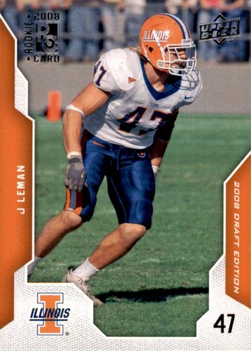 2008 Upper Deck Draft Edition J Leman Rookie Illinois Fighting Illini ...