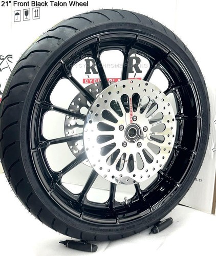 21" Black Talon Harley Front Wheel Dunlop Tire Rotor 08-23 Touring Road ...