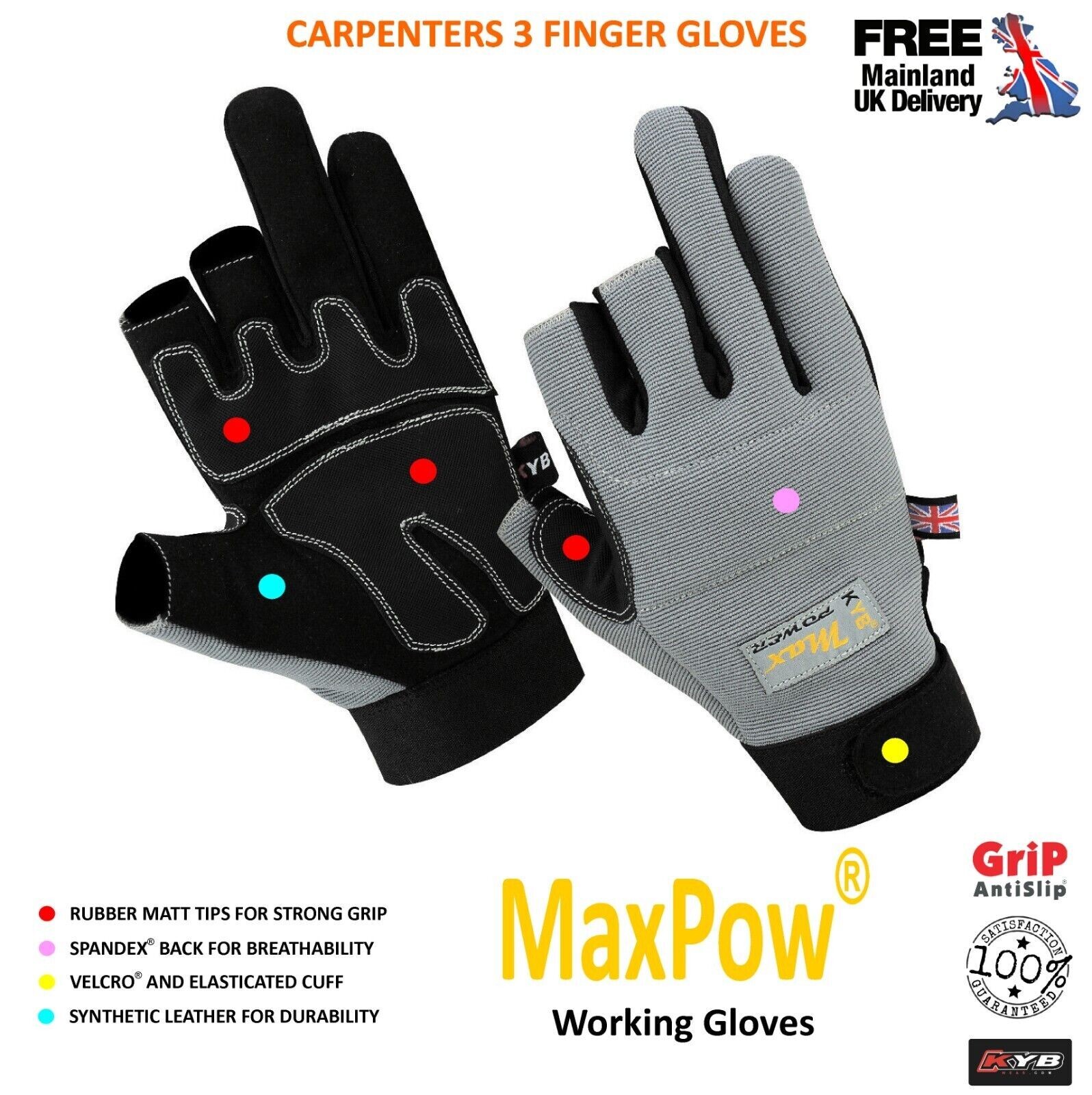 3 Fingers Carpenter Framer Gloves Mechanic Builders Safety Wood Workers ...