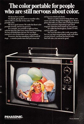 1967 Panasonic Color Portable TV Vintage Print Ad - Model CT-61P, Solid ...