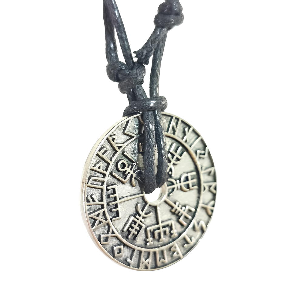 Vegvisir Rune Wheel Pendant Necklace Valknut Odin Hammer Rune Norse ...