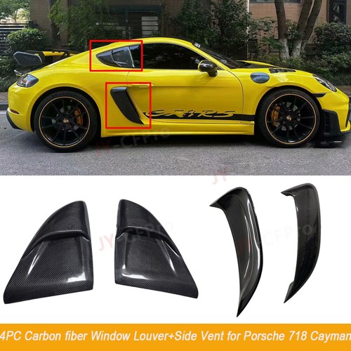 4pcs Carbon Rear Window Louver+Side Vent For Porsche 718 Cayman Upgrade ...