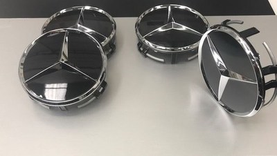 Genuine Mercedes Benz Gloss Black Alloy Wheel Centre Hub Caps x 4 ...