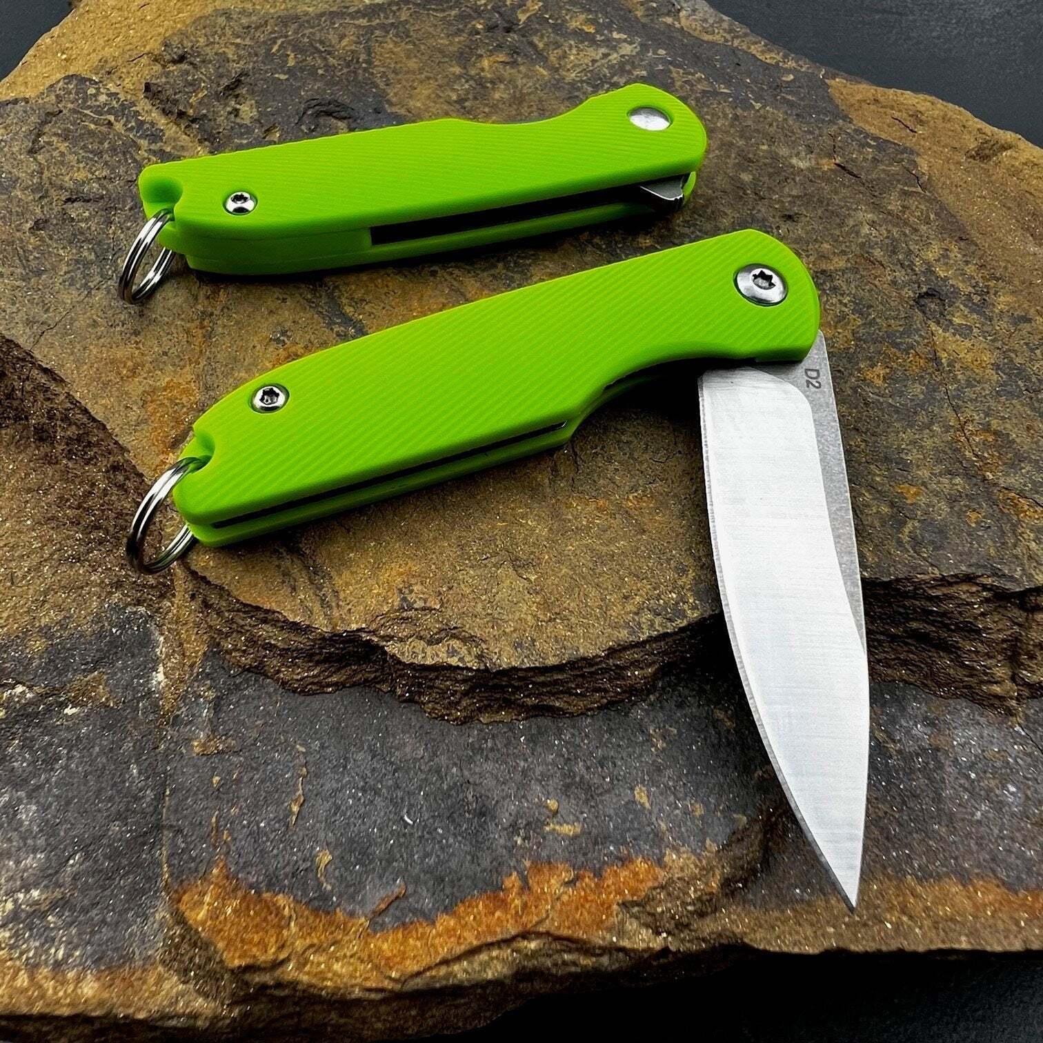 VORTEK PIKA Lime Green D2 Ball Bearing Flipper Blade EDC Keychain ...