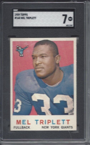 1959 Topps football card #160 Mel Triplett New York Giants graded SGC 7 ...