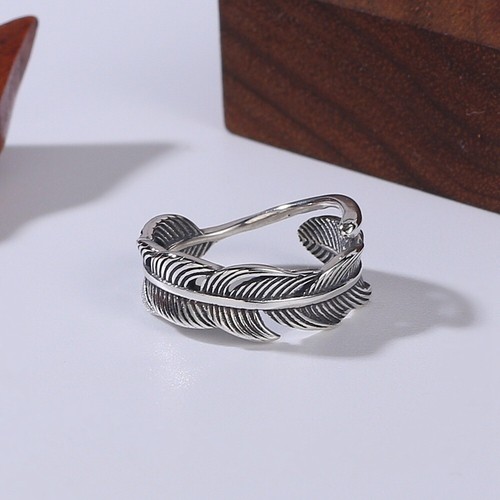 A23 Ring Curved Feather Sterling Silver 925 Adjustable Size | eBay