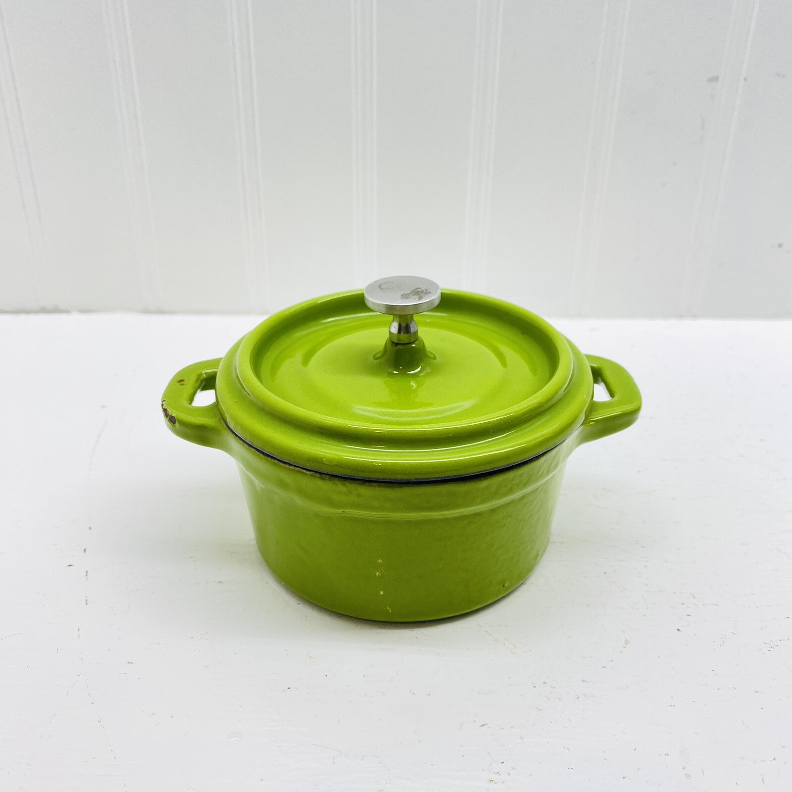 Green Enameled Cast Iron Dutch Oven Cookware miniature lidded pot ...