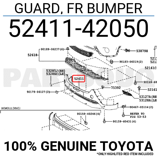 5241142050 Genuine Toyota GUARD, FR BUMPER 52411-42050 | eBay
