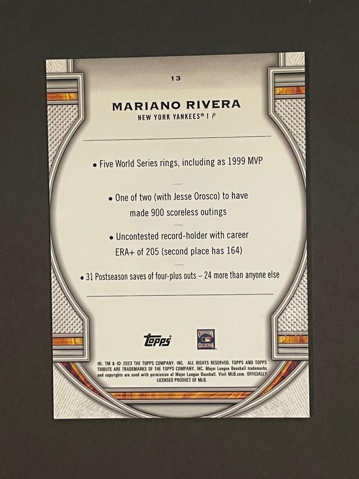 2023 Topps Tribute Mariano Rivera Base Card New York Yankees HOF MINT | eBay