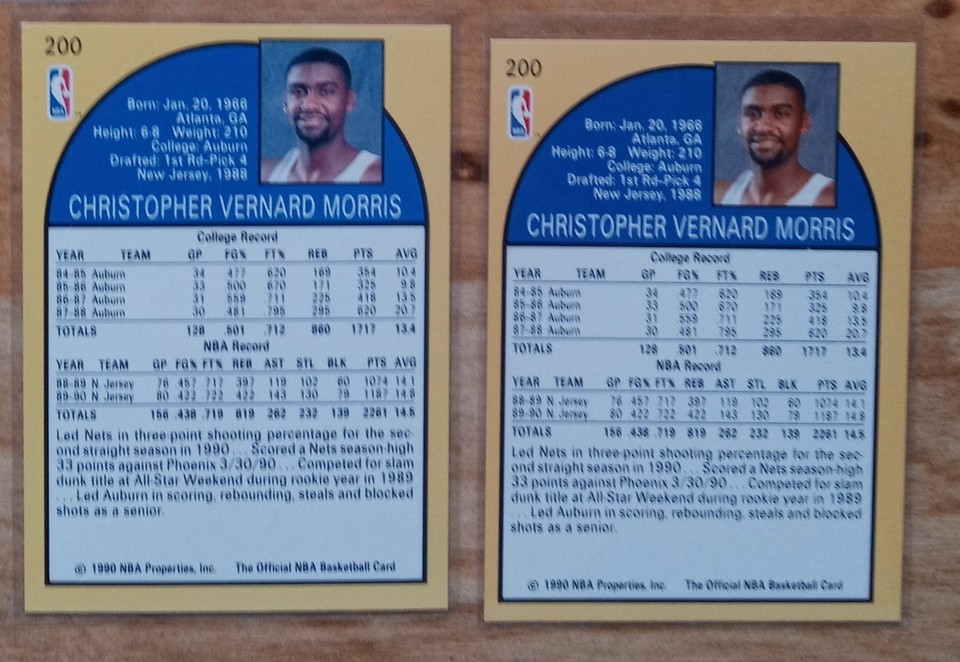 New Jersey Nets Two 1990-91 NBA Hoops - #200 Chris Morris | eBay