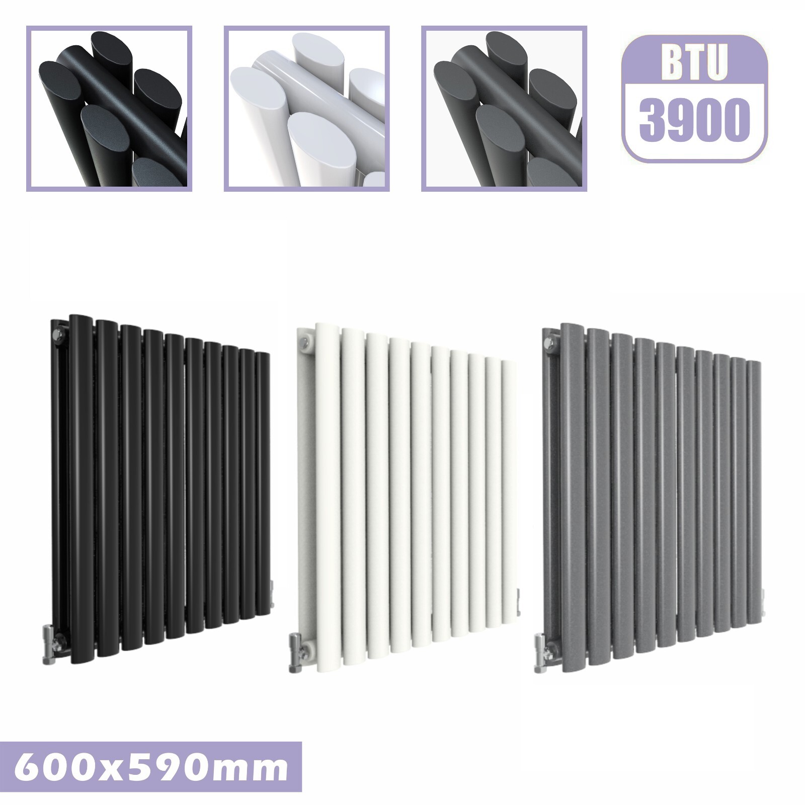 Oval Column Radiator Anthracite White Designer Central Heating ...
