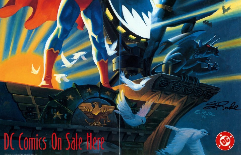 1990 Steve Rude SIGNED Batman Superman World's Finest DC Comics Promo ...