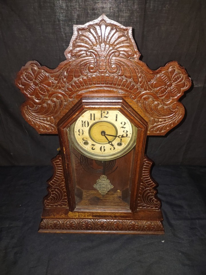 Antique Ingraham Parlor Kitchen Mantle Clock Works No Chime Missing | eBay