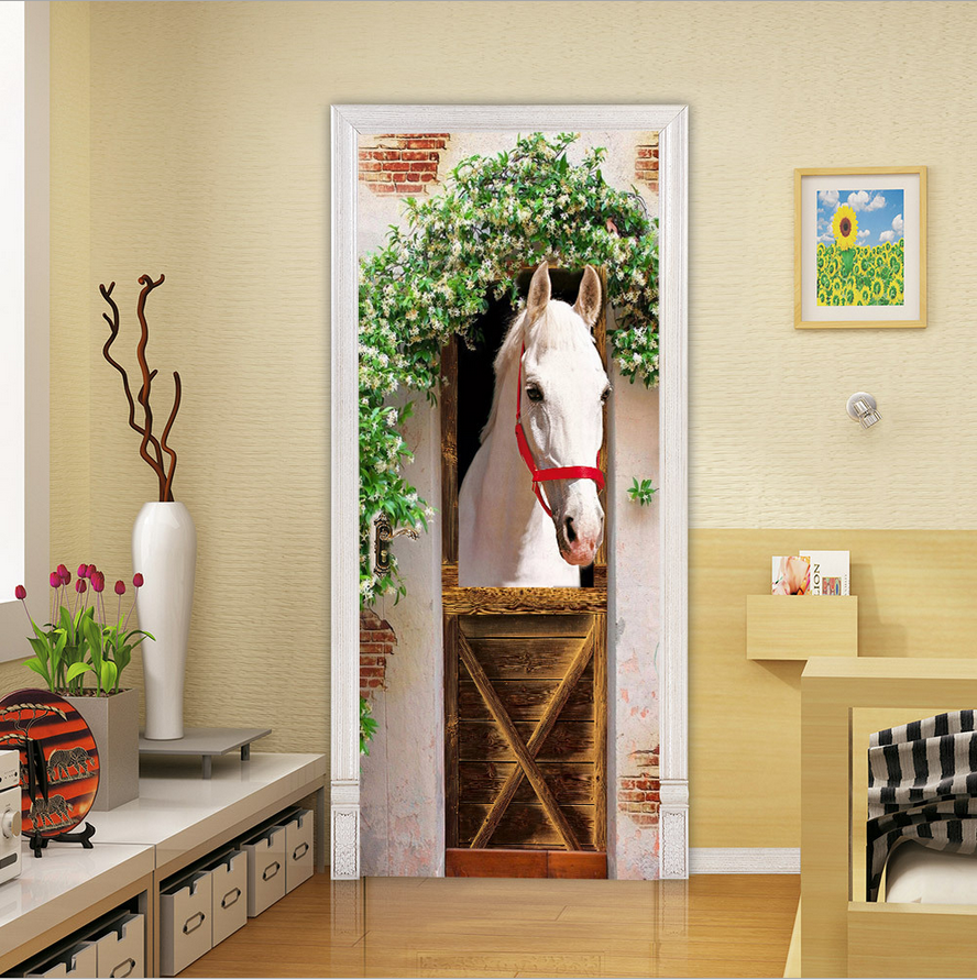3D Wall Art Steed Horse Stable Gate Door Sticker Decal Self-adhesive ...