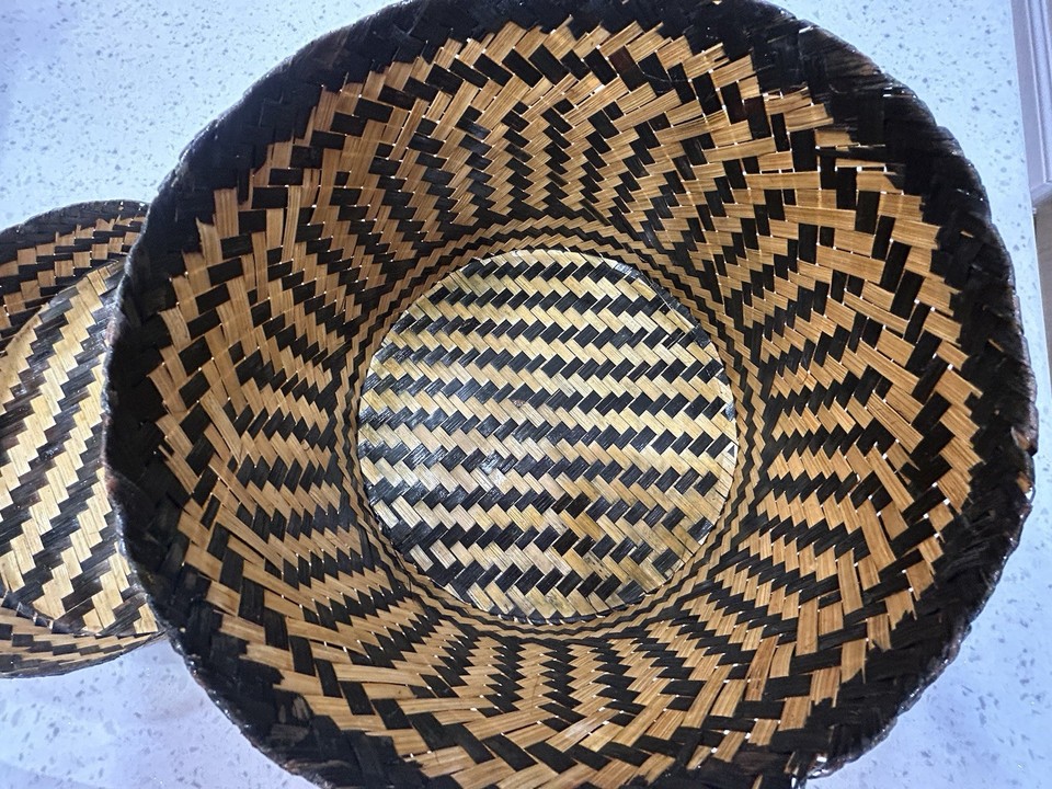 Vintage Southwestern Aztec Woven Nesting Basket Storage Lidded | eBay