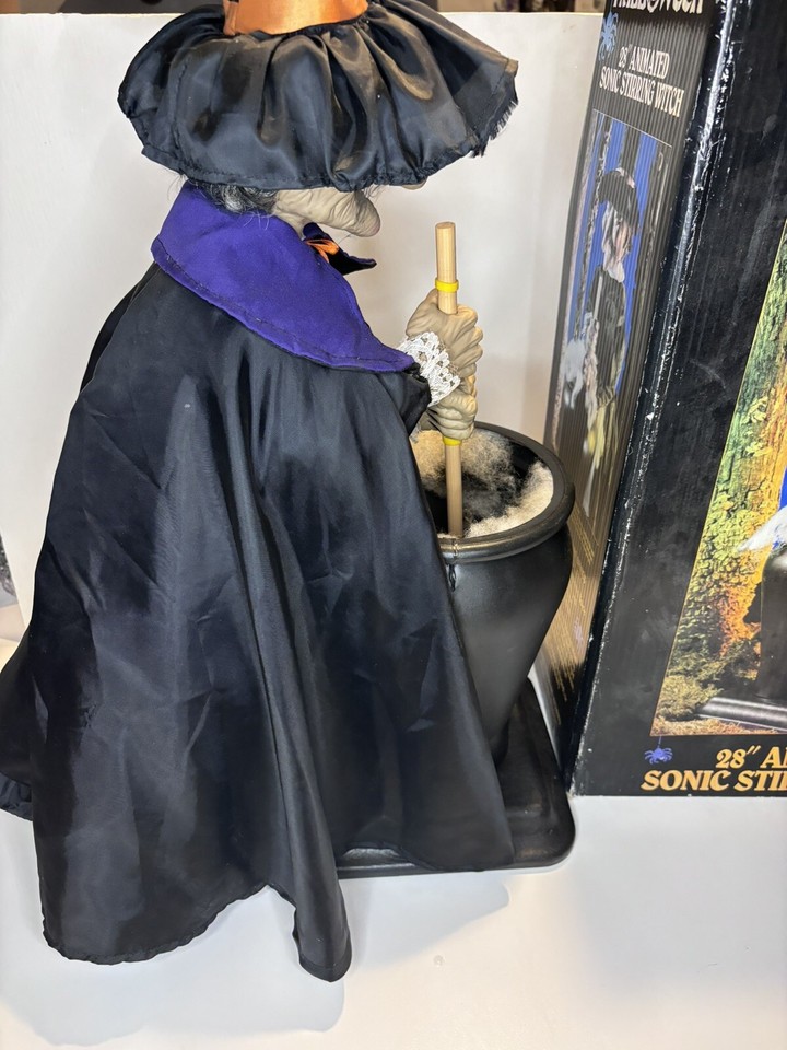 🧙Gemmy Vintage 28” Stirring Animated Talking Witch Halloween Sound ...