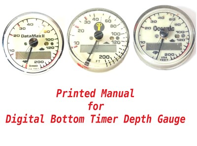 Printed Manual Oceanic DataMax II 2 Digital Bottom Timer Depth Gauge ...