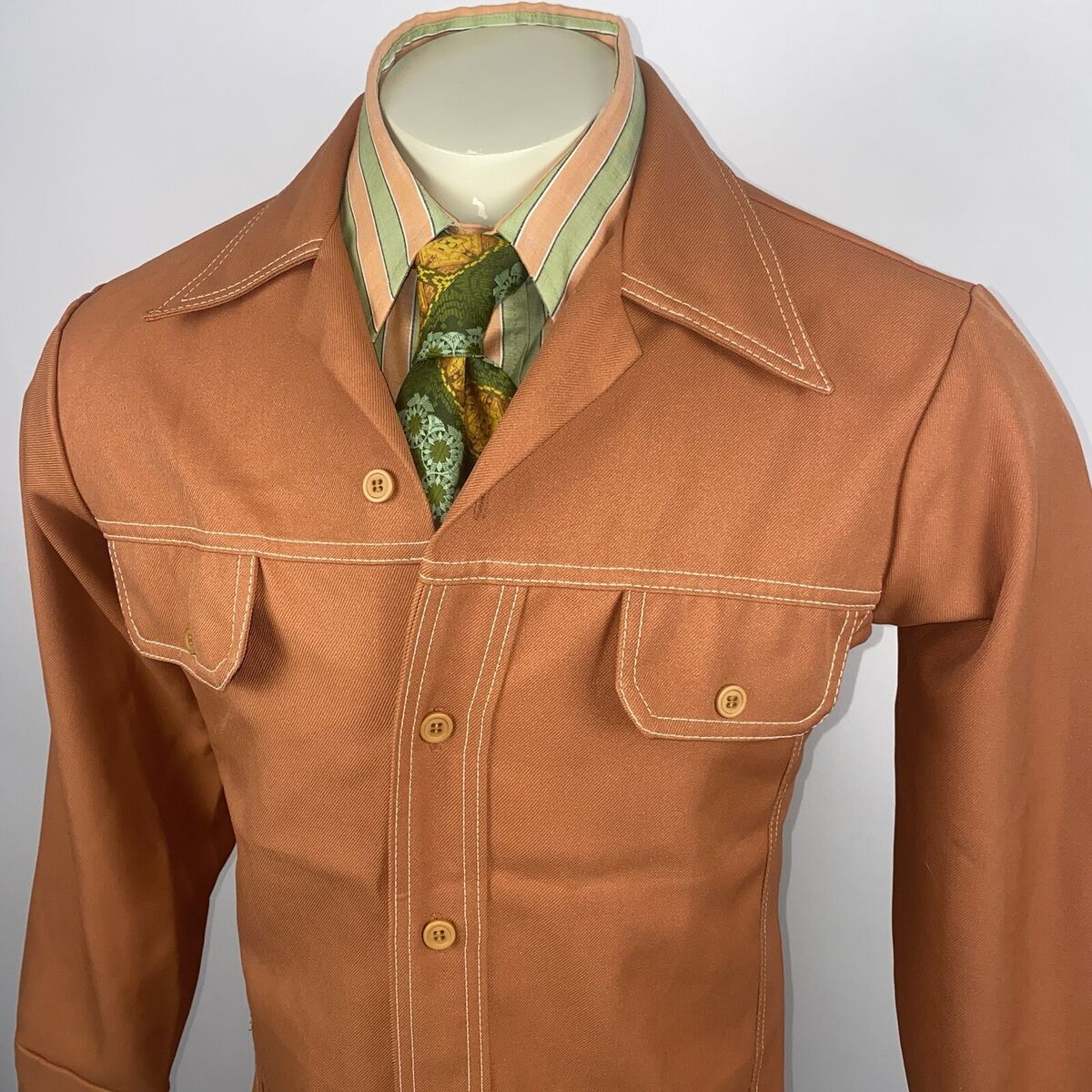 Vintage 60s 70s Leisure Jacket Polyester Coat Disco Burnt Vintage 60s 70s Leisure Jacket Polyester Coat Disco Burnt