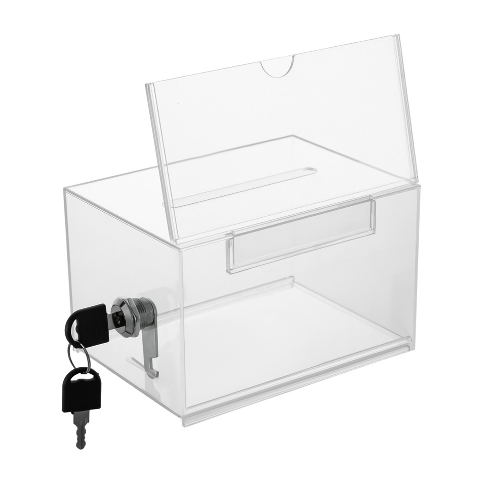 9PCS Clear Donation Box With Lock Ballot Suggestion Tips Charity ...