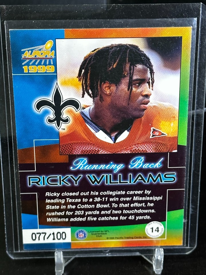 1999 Aurora Championship Fever Silver RC Ricky Williams #14 SSP 077/100 ...