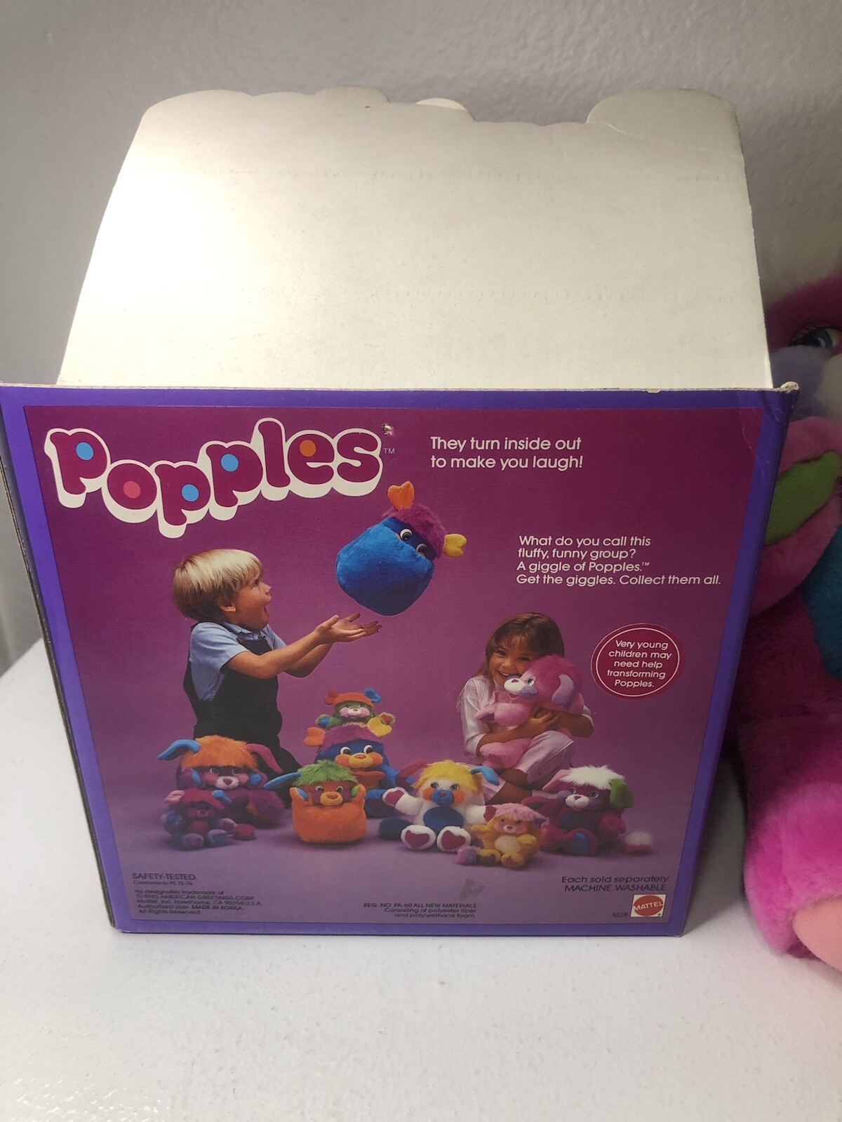 VTG Popples PRIZE plush Toy 1985 Mattel Pink Blue RARE w ORIGINAL BOX ...