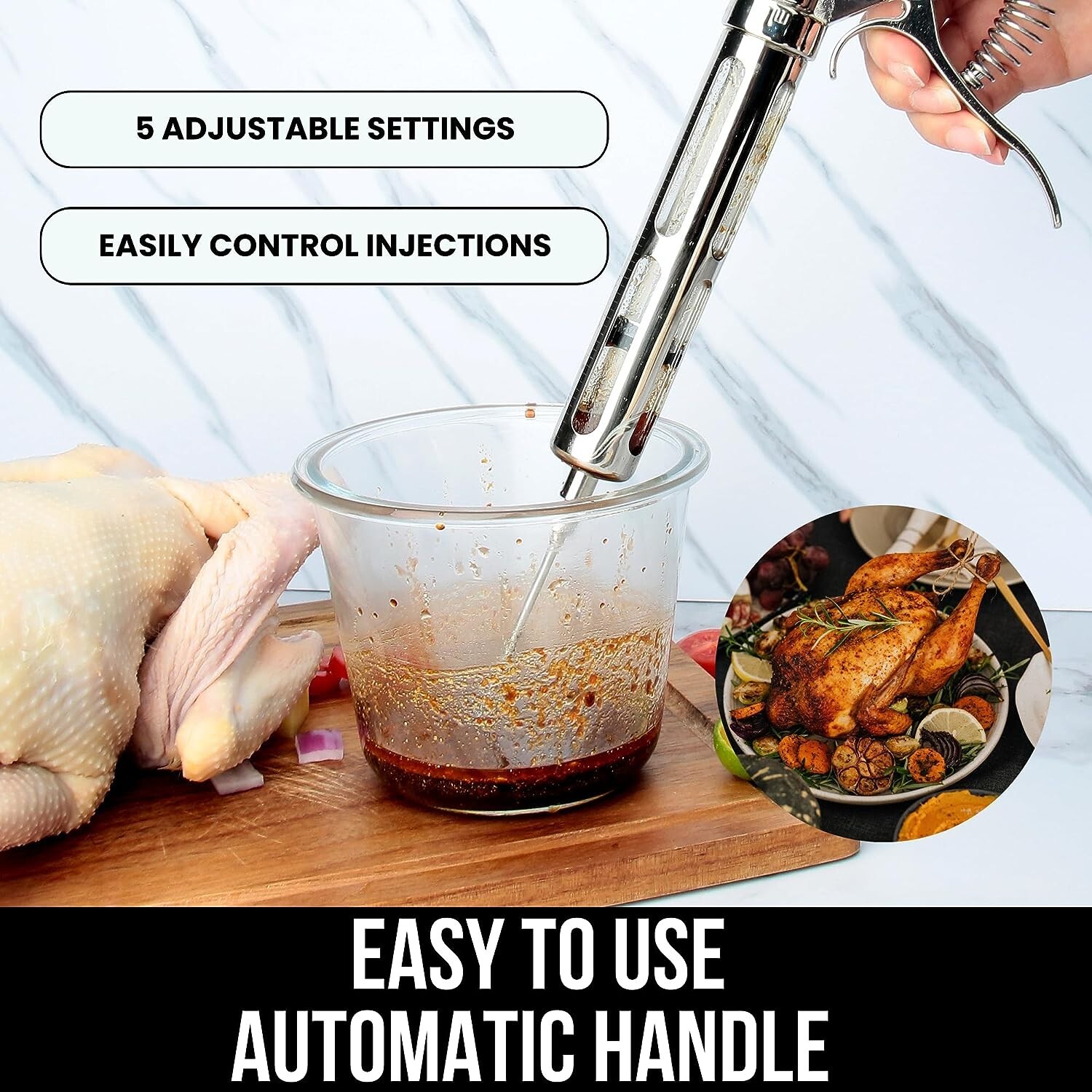 Iron Grillers Marinade Meat Injector Gun Flavor Syringe Kit for BBQ ...