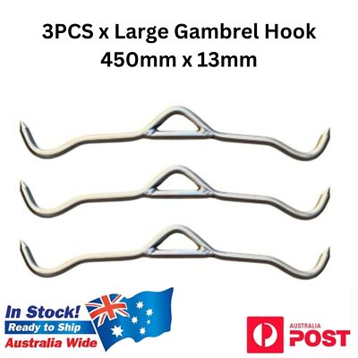 BRAND NEW 3 X BUTCHERS HUNTERS EX LARGE GAMBREL HOOK 450MM 13MM 18 ...